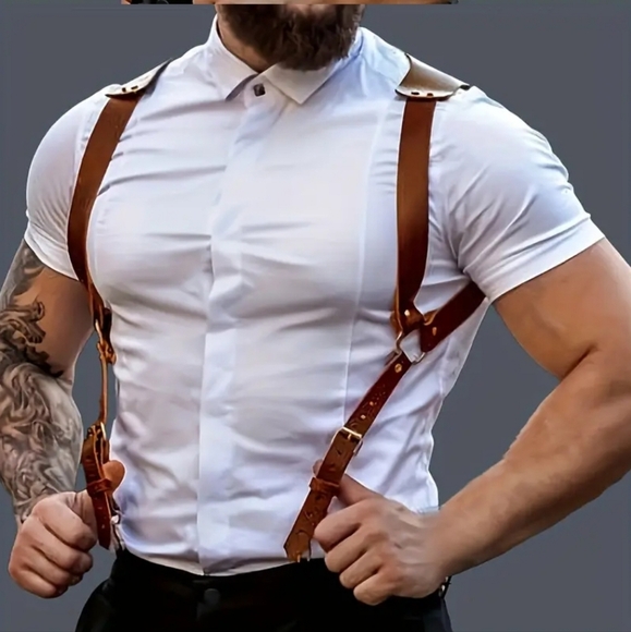 Accessories | Men Leather Body Belts Punk Adjustable Faux Leather ...